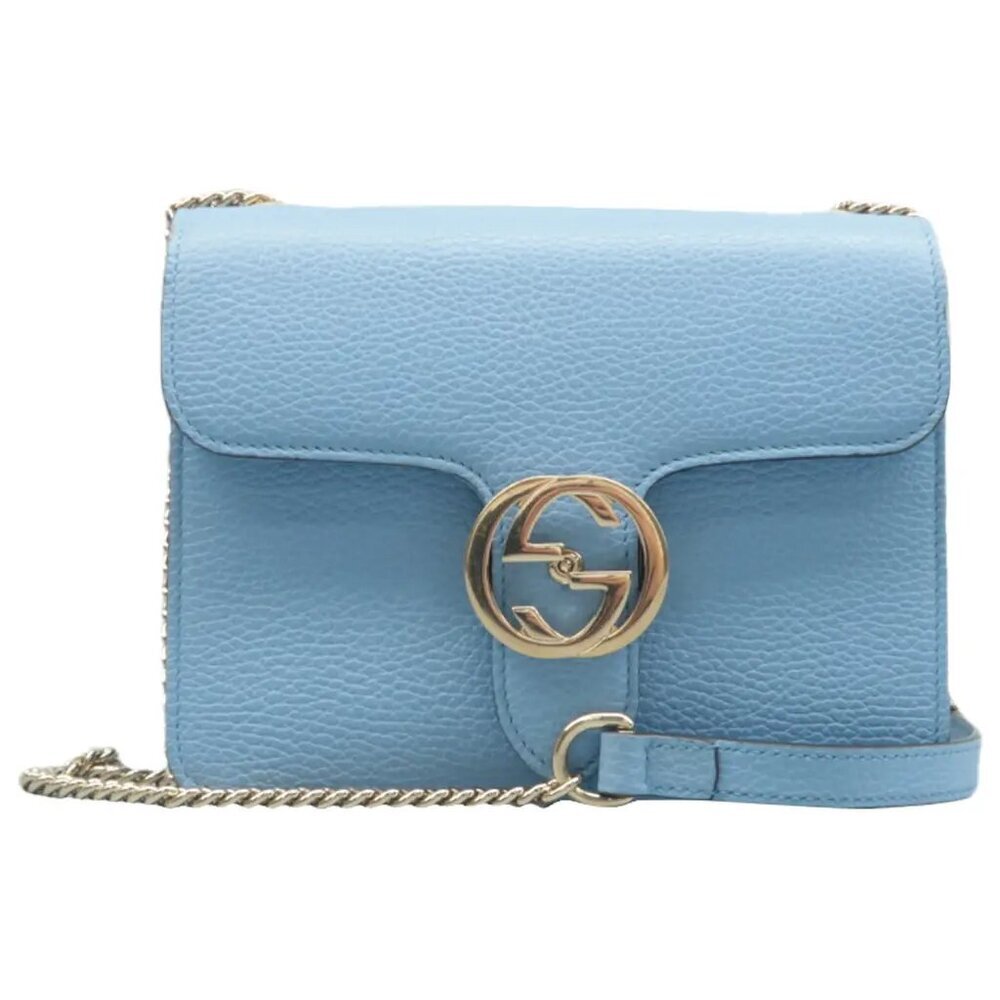100% Authentic GUCCI Interlocking Blue Leather Should… - Gem